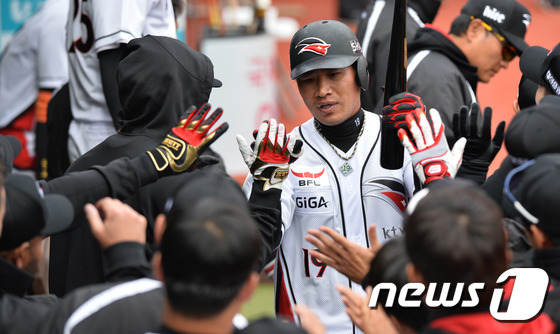 연속 홈런 선보인 kt 김상현 - 뉴스1