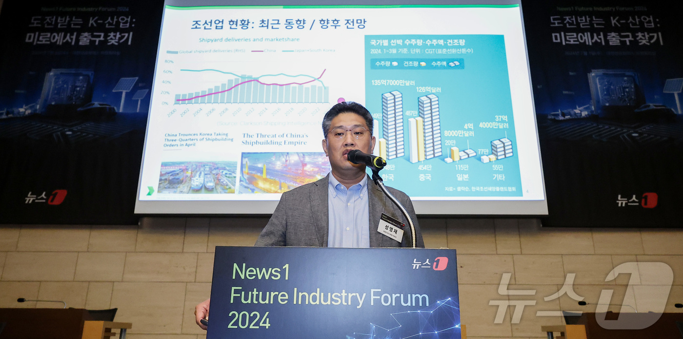 조선업 현황에 대해 발표하는 성영재 부문장 - 뉴스1