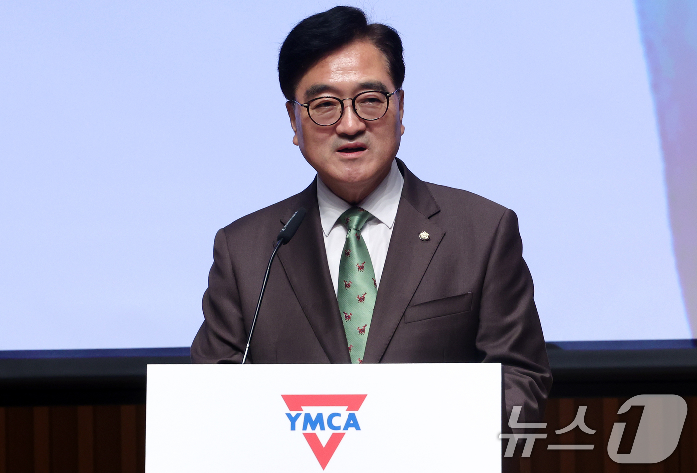 한국YMCA 창립 110주년 기념식 축사하는 우원식 의장 - 뉴스1